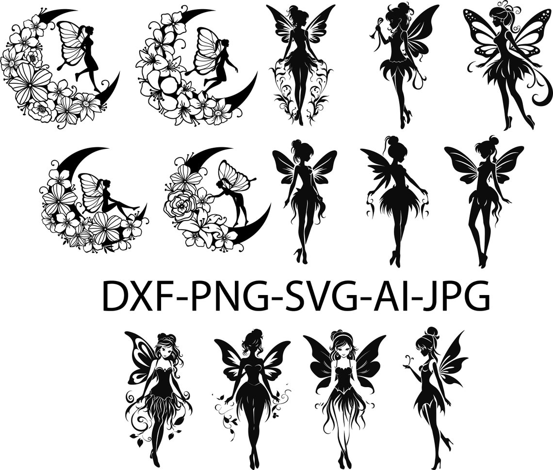 Fairy Silhouette SVG Bundle, Fairy Silhouette Svg,fairy Vector, Fairies ...