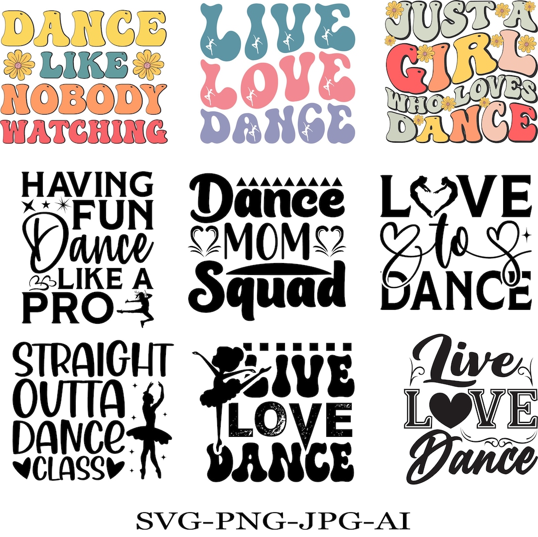 Dance Lover Svg Bundle, Dance Team Svg, Dance Clipart, Retro Dance Svg ...