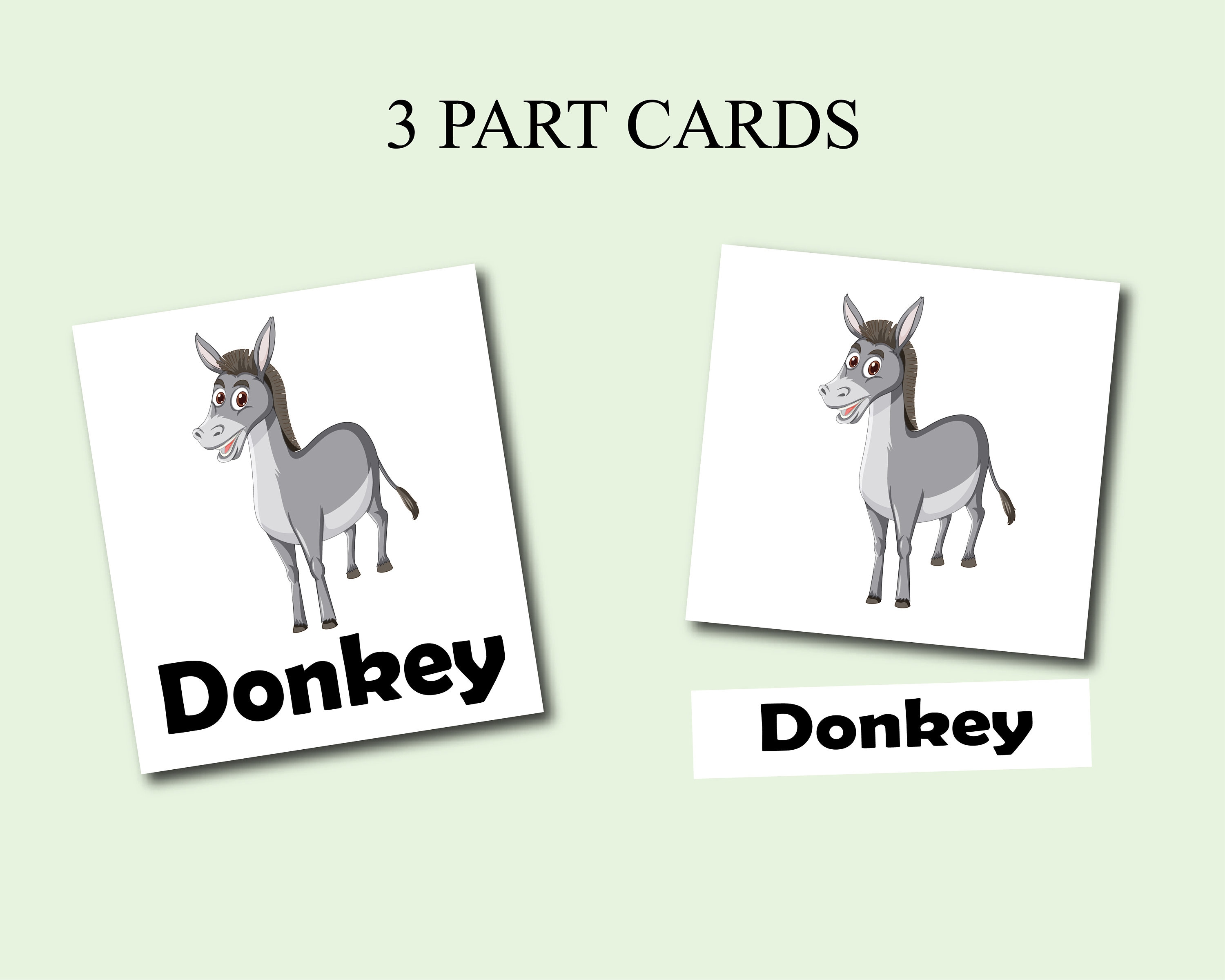 16 Farm Animals Flash Cards, Montessori Flashcards, Educational Cards ...