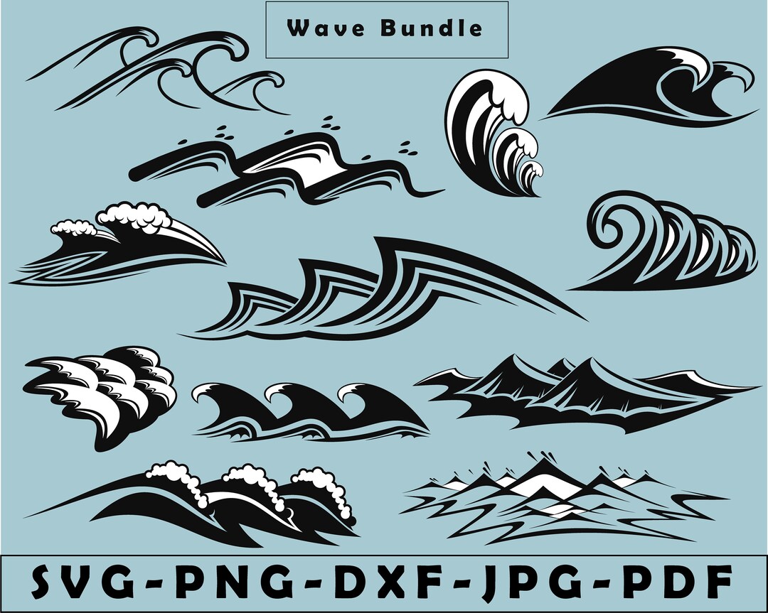 Ocean Waves SVG Bundle: Wave Clipart, Cut Files for Cricut, Digital ...