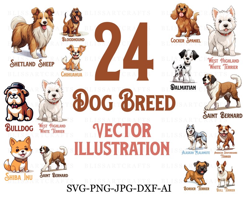 Dog Breeds SVG Bundle, Digital Line Art & Minimalist Vector Dogs, SVG ...
