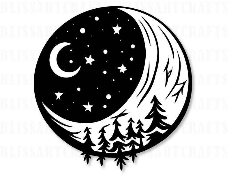 Celestial Moon & Stars SVG Bundle: Cricut, Silhouette (digital Download ...
