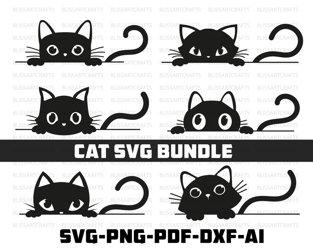 Cat Silhouette, Peeking SVG, Cut Files for Cricut & Silhouette in Svg ...