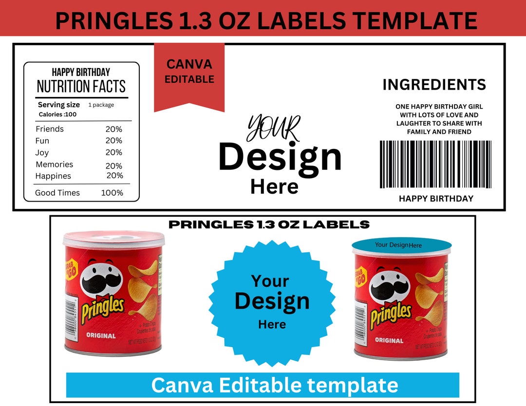 Pringles 1.3 Oz Labels Template: Canva Editable Design (digital Item ...