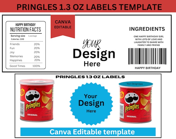 Pringles 1.3 Oz Labels Template | Canva Editable Template | Digital ...