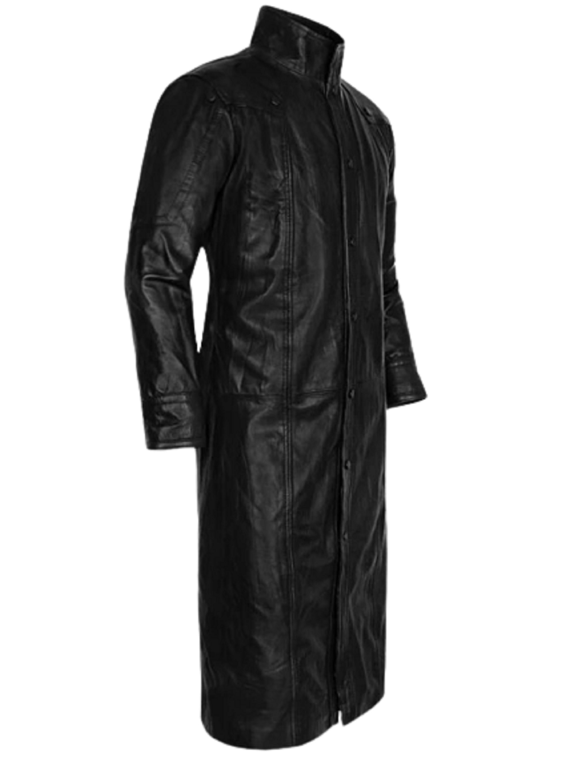 Men's Handmade Neo Matrix Long Leather Trench Coat/ Black Leather ...