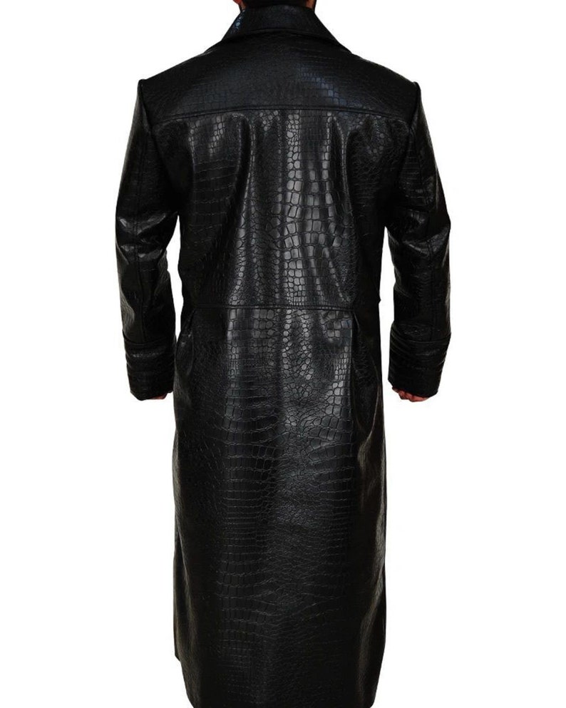 Men's Black Crocodile Faux Leather Trench Coat: Alligator Style - Etsy