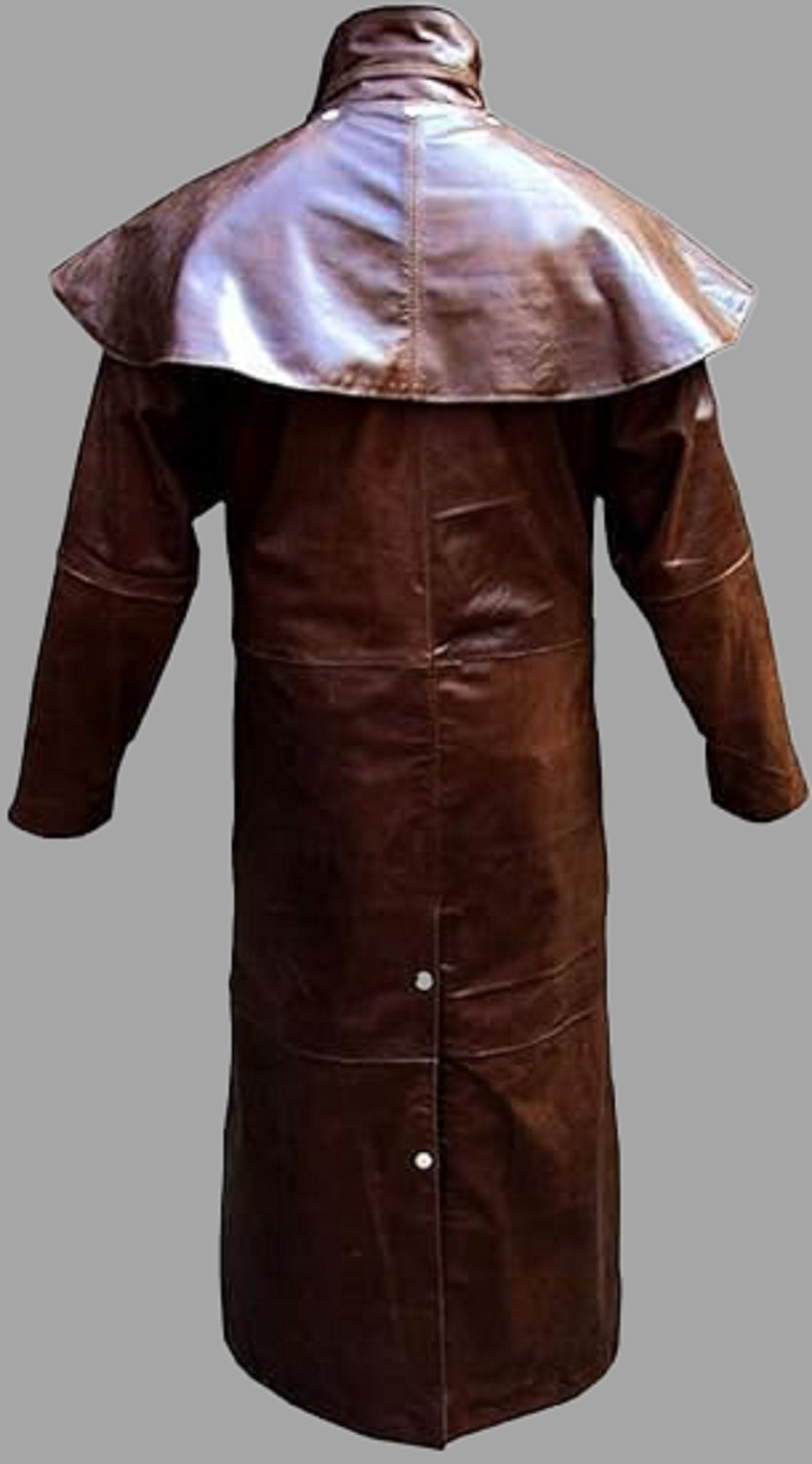 Handmade Long Length Leather Duster Coat/ Men's Gothic Steampunk Trench ...