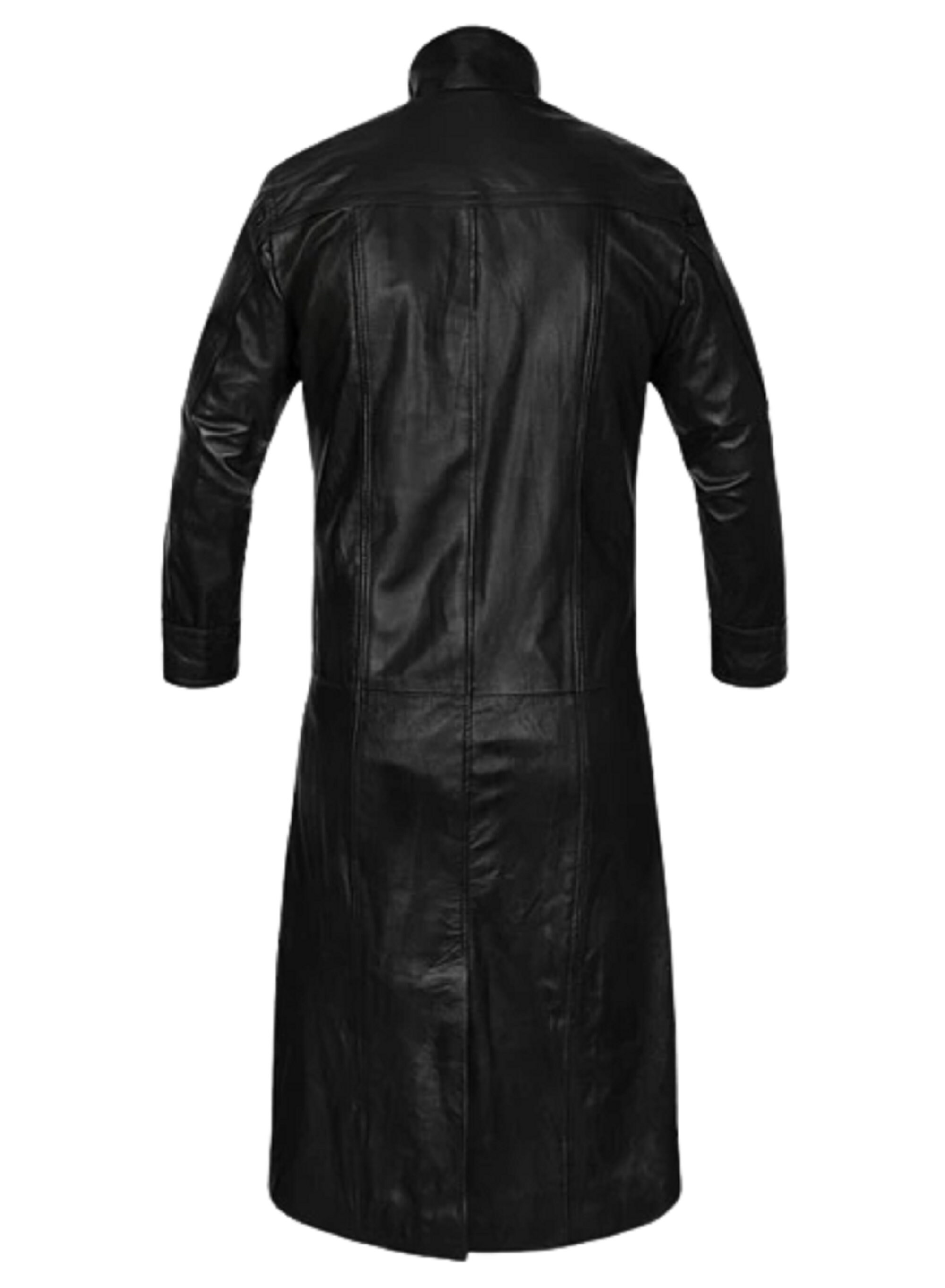 Men's Handmade Neo Matrix Long Leather Trench Coat/ Black Leather ...