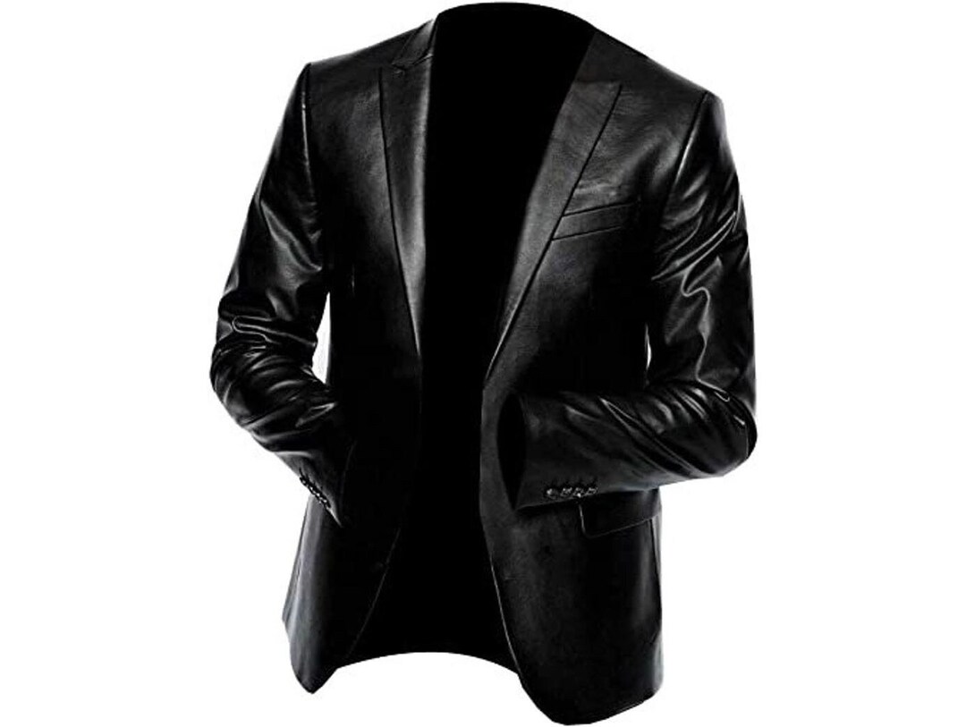 Handmade Slim Fit Black Leather Blazer: Men's Genuine Leather Coat - Etsy