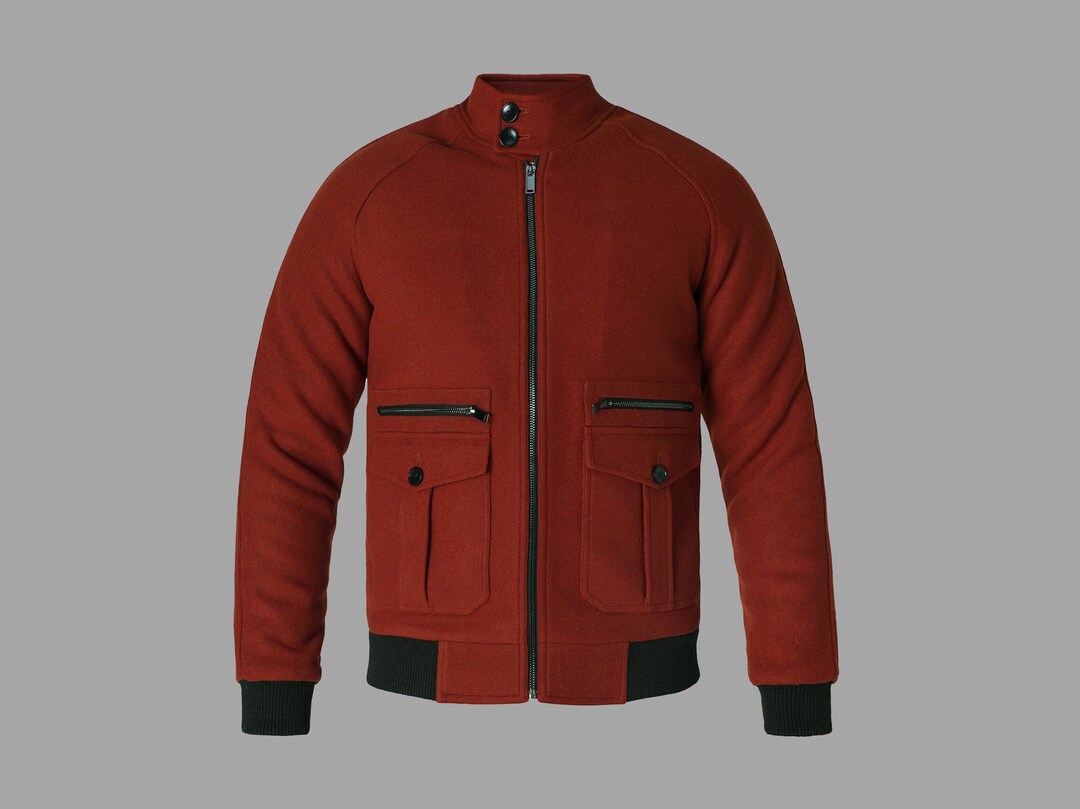 Men's Wool Bomber Jacket/ Vintage Red Wool Jacket/ Wool Winter Jacket ...