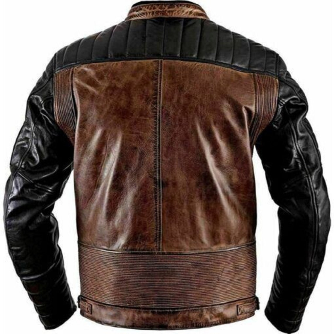 Men Distressed Cafe Racer Leather Biker Jacket/ Brown Vintage ...