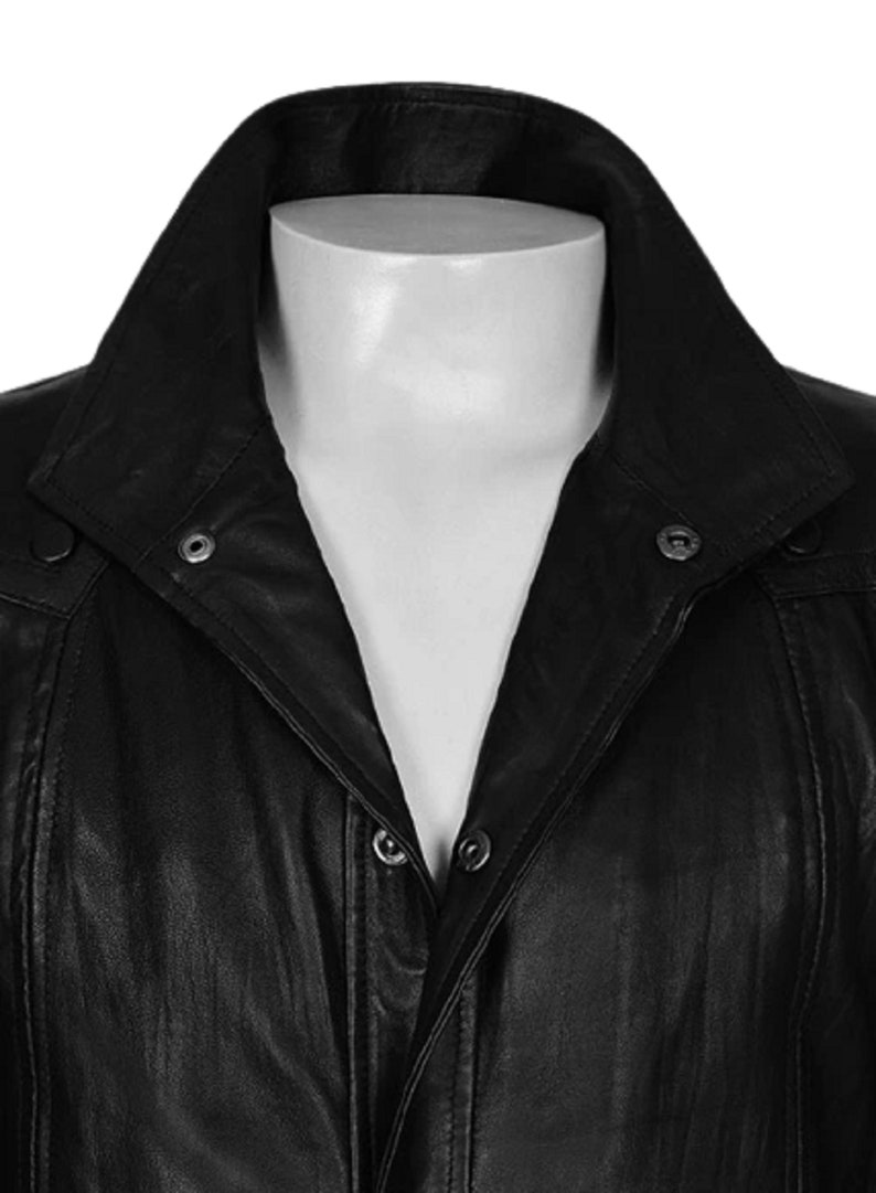 Men's Handmade Neo Matrix Long Leather Trench Coat/ Black Leather ...