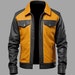 Handmade Two-tone Leather Trucker Jacket: Men's Black & Yellow - Etsy