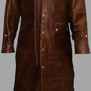 Handmade Long Length Leather Duster Coat/ Men's Gothic Steampunk Trench ...