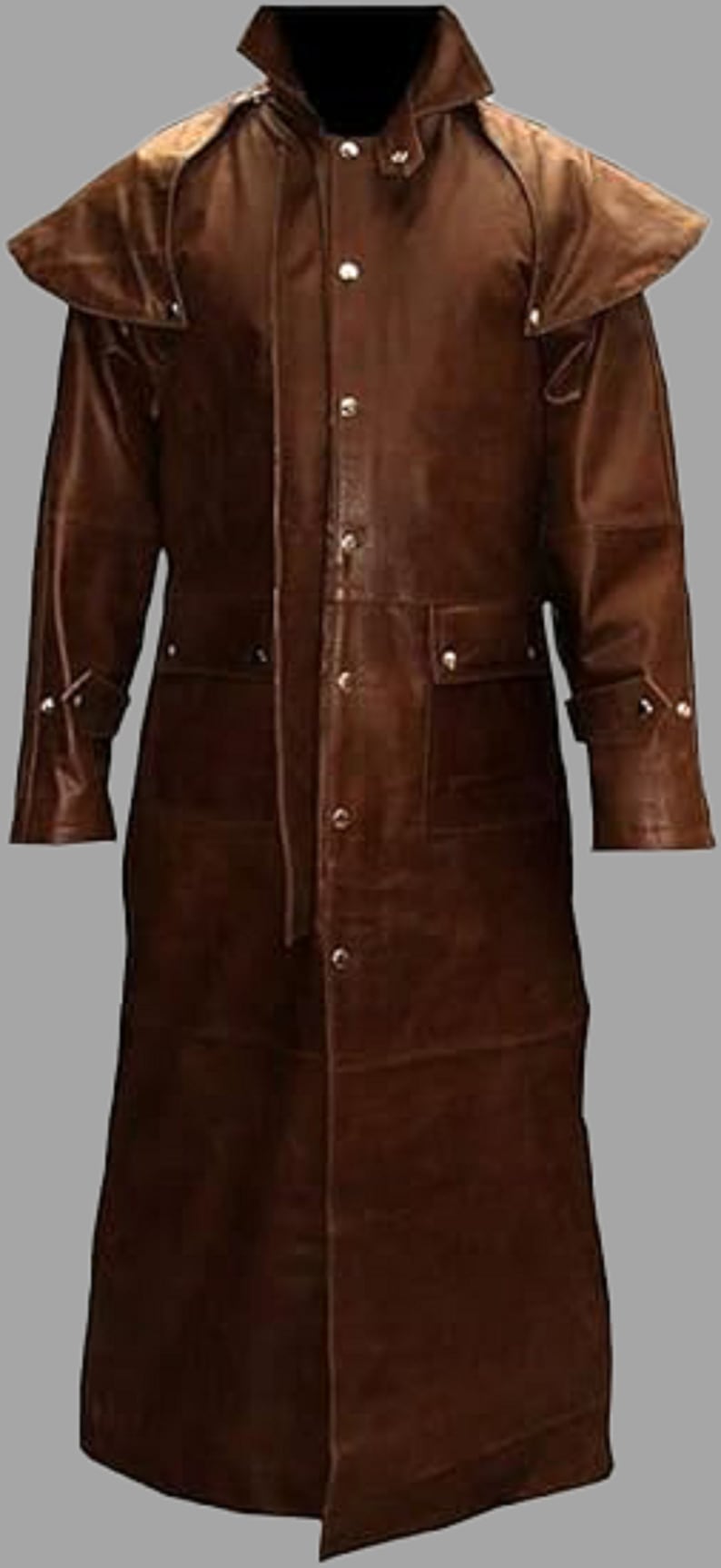 Handmade Long Length Leather Duster Coat/ Men's Gothic Steampunk Trench ...