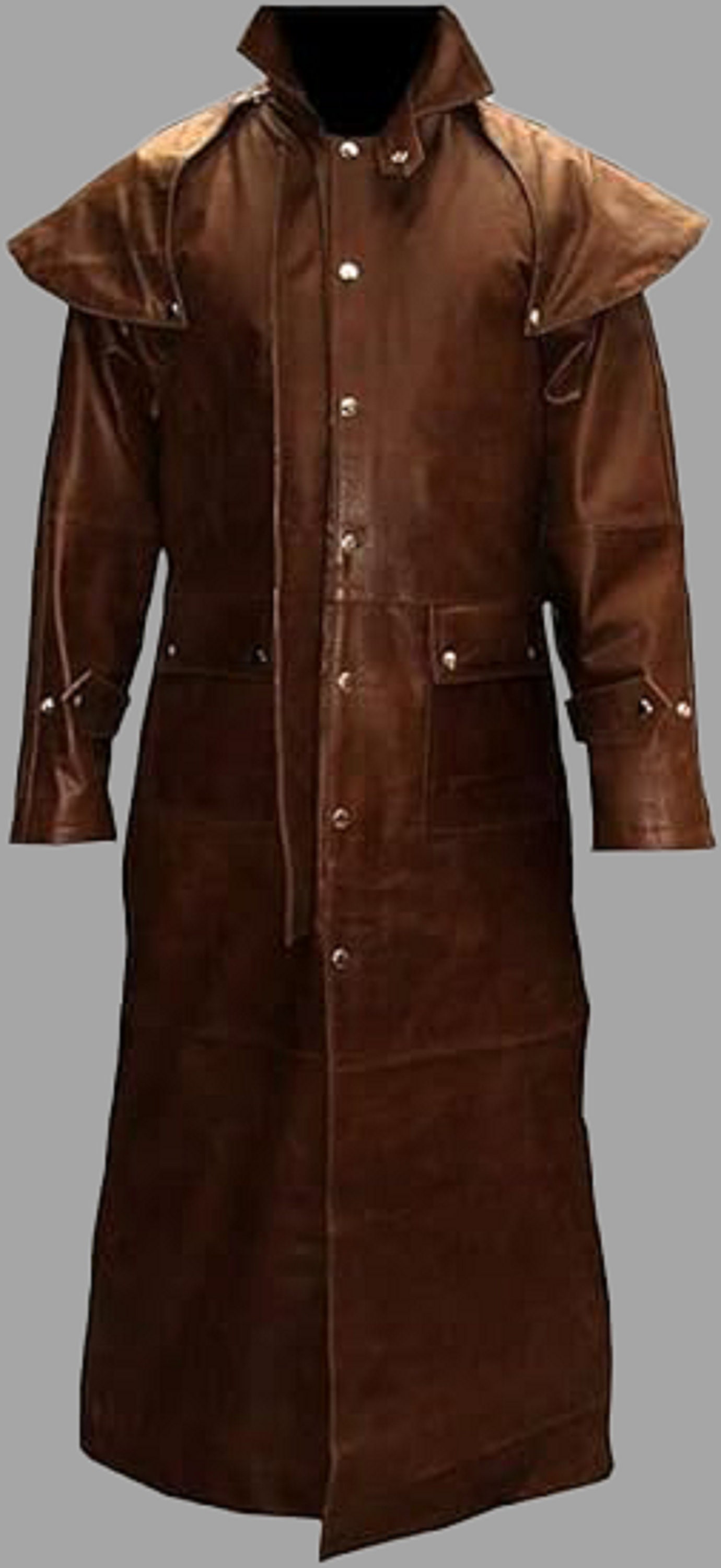 Handmade Long Length Leather Duster Coat/ Men's Gothic Steampunk Trench ...