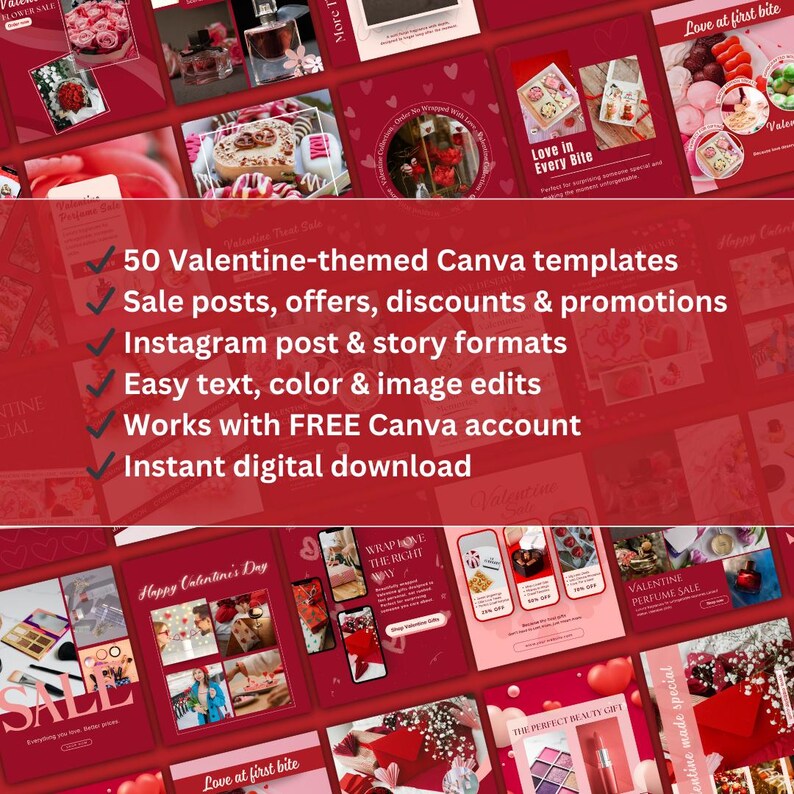 50 Valentine Canva Templates | Small Business Instagram Posts - Etsy