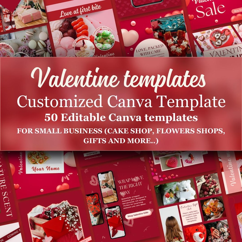 50 Valentine Canva Templates | Small Business Instagram Posts - Etsy