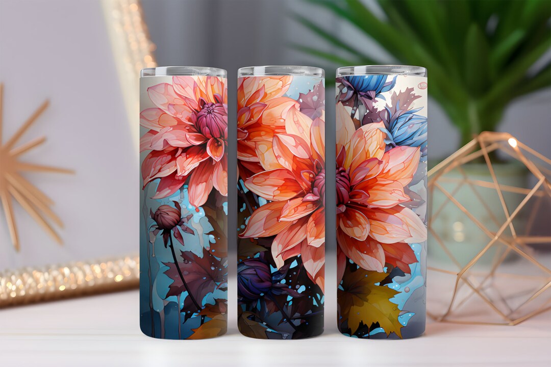 Cosmos - Floral - 20 Oz Skinny Tumbler Sublimation Design Digital ...