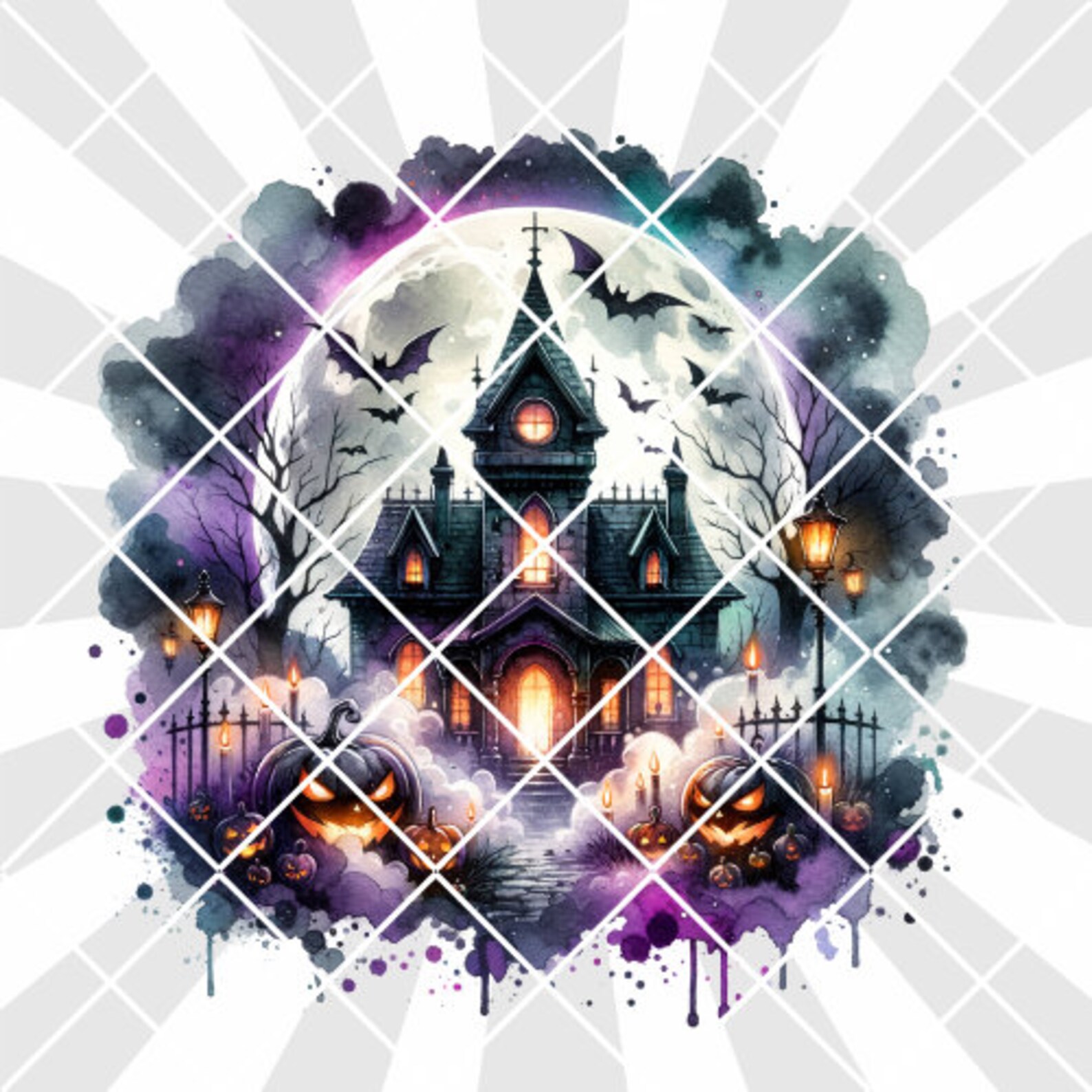 Full Moon Haunted House - PNG Digital Download - Commercial Use Clip ...