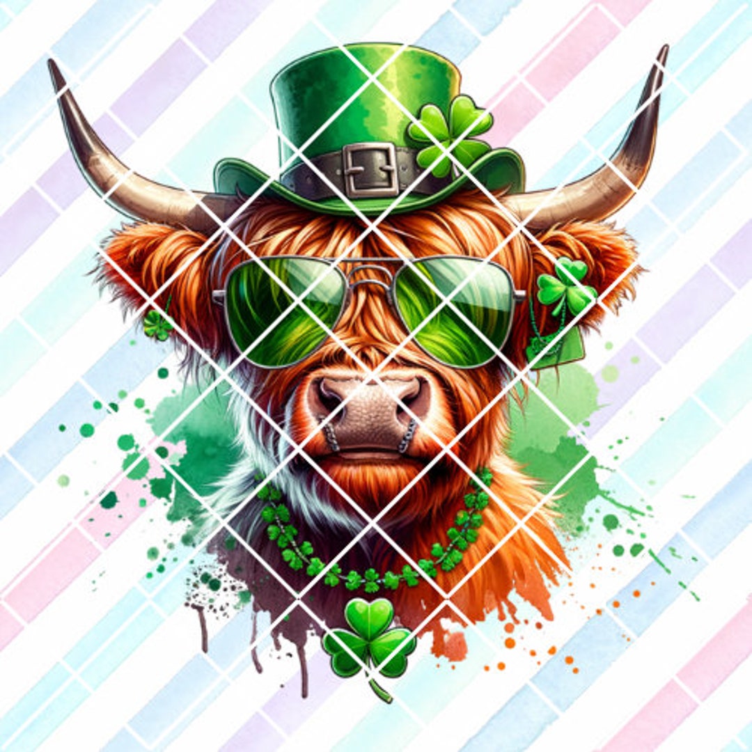 Shamrock Highland Cow - PNG Digital Download - Commercial Use Clip Art ...