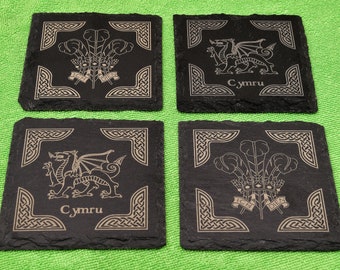 Welsh Dragon Slate Coaster - Etsy UK