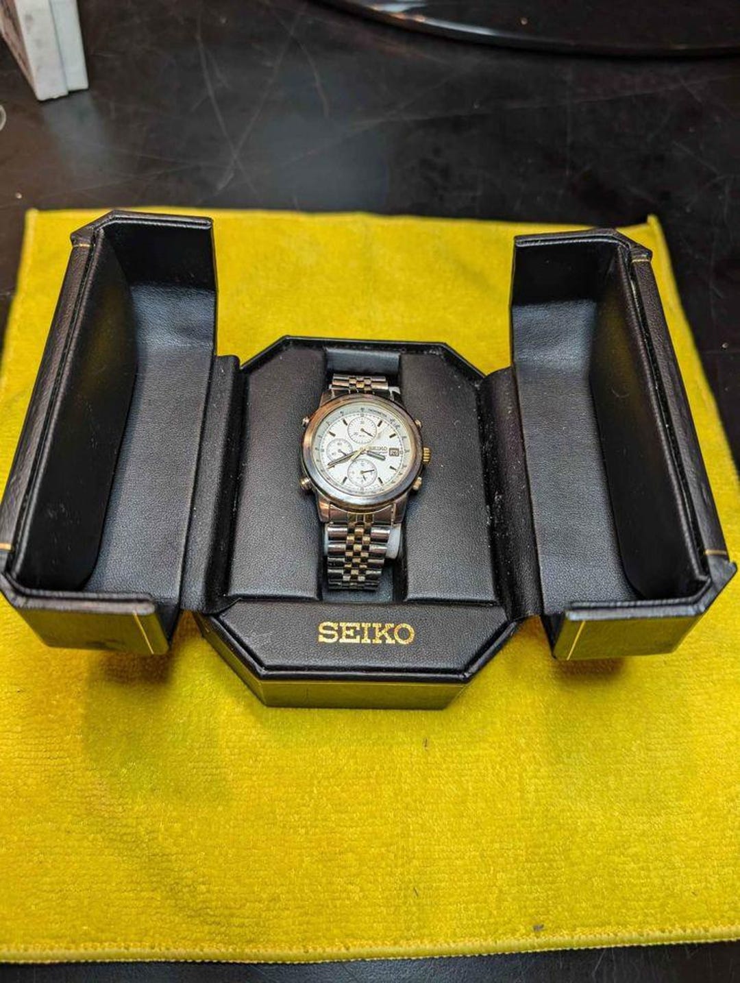 Seiko World Timer Chronograph Gold Tone Quartz Watch 5T52-6A19 & Box - Etsy