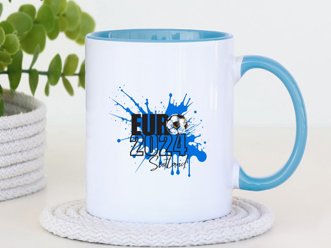 Euro 2024 Scotland Mug Euro 2024 Football Mug White & Blue Mug Black ...