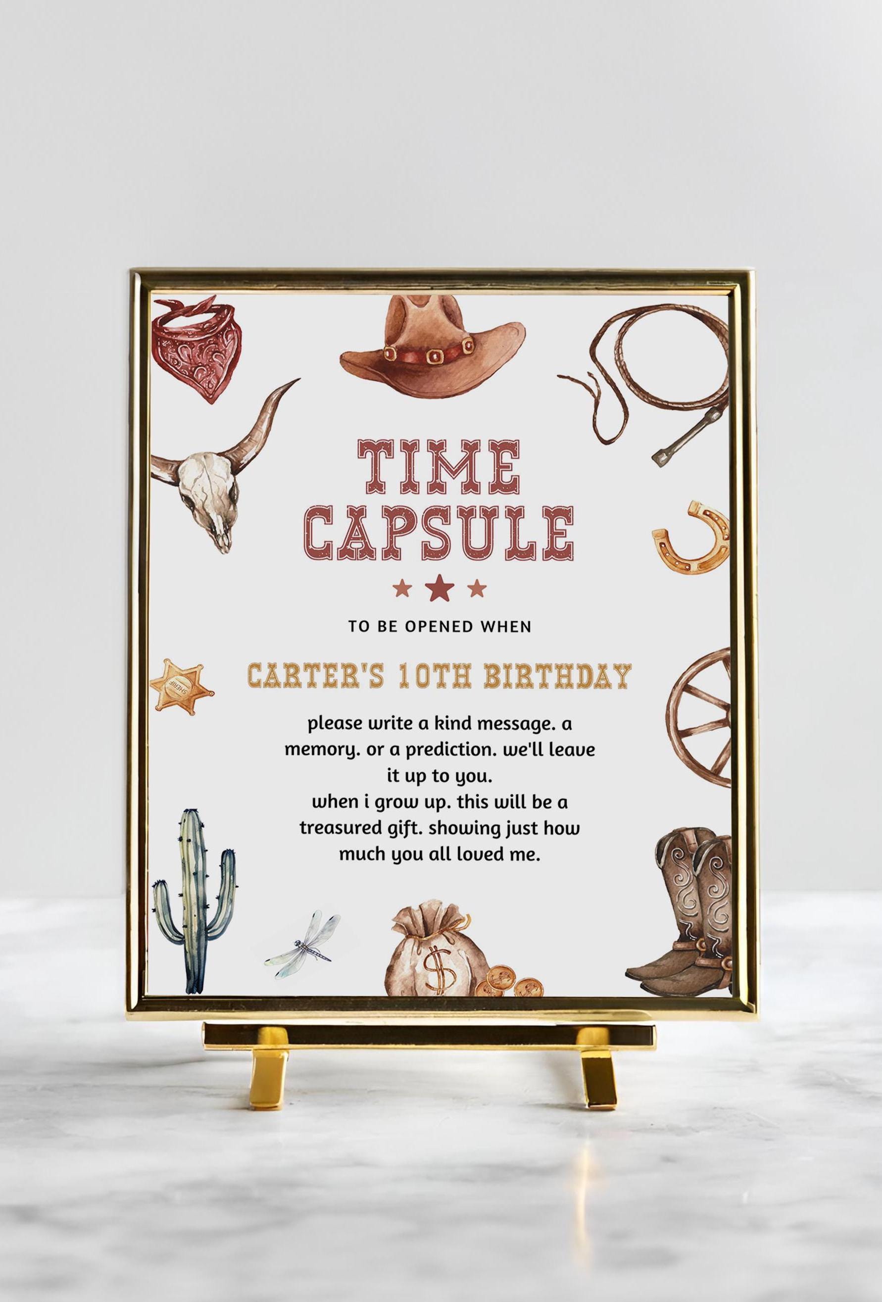 EDITABLE My First Rodeo Time Capsule Sign Note Card Cowboy First ...