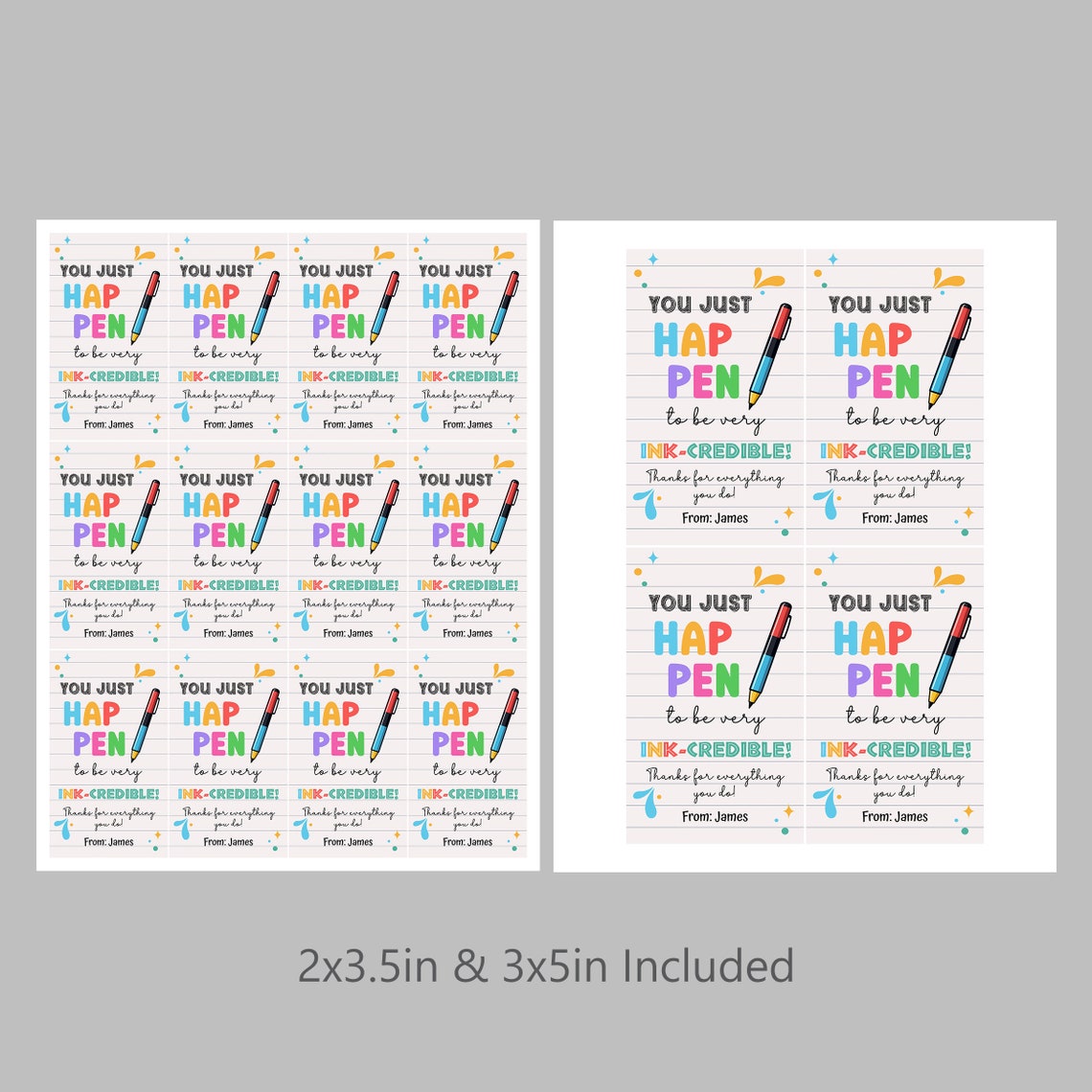 End of Year Teacher Pen Gift Tag, You Just Happen to Be Inkredible Gift ...