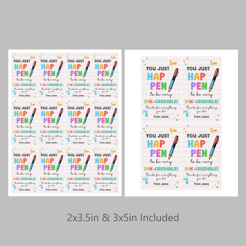 End of Year Teacher Pen Gift Tag, You Just Happen to Be Inkredible Gift ...