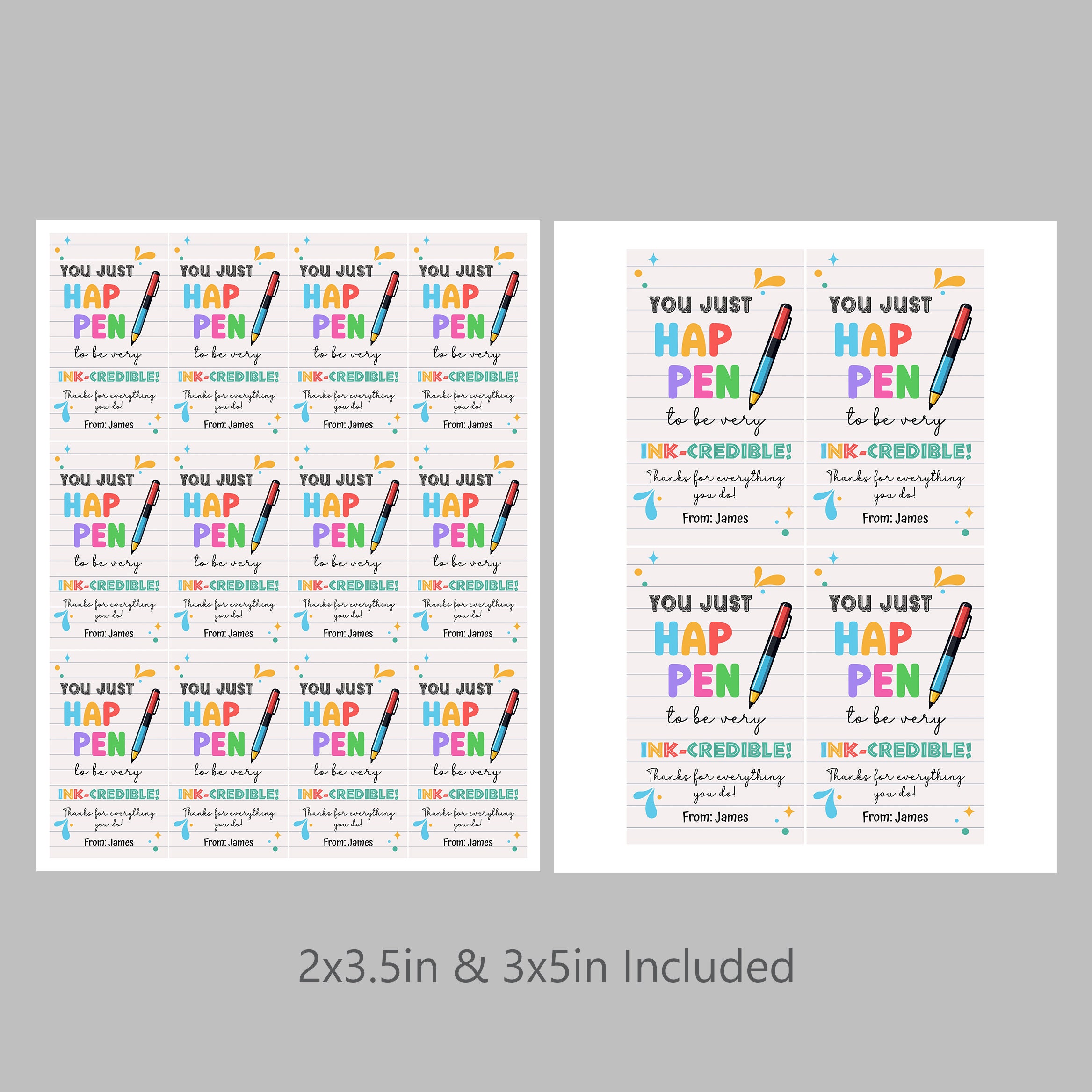 End of Year Teacher Pen Gift Tag, You Just Happen to Be Inkredible Gift ...