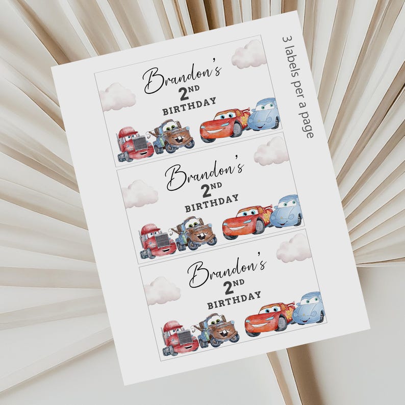 Cars Birthday Gable Box Labels, Lightning Mcqueen Favor Box (digital ...