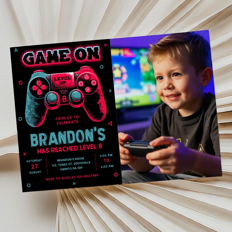 Video Game Invitation, Gaming Party Invite, Gamer Party Photo ...