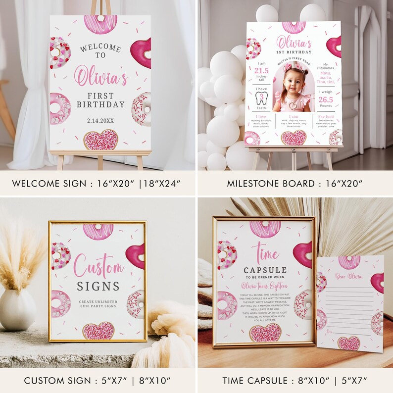 Sweetheart 1st Birthday Donut Party Bundle (digital Download) - Etsy