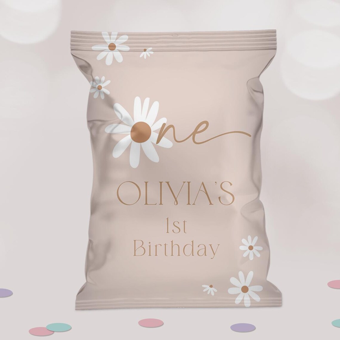 Daisy 1st Birthday Chip Bag, Boho Treat Template (digital Download) - Etsy