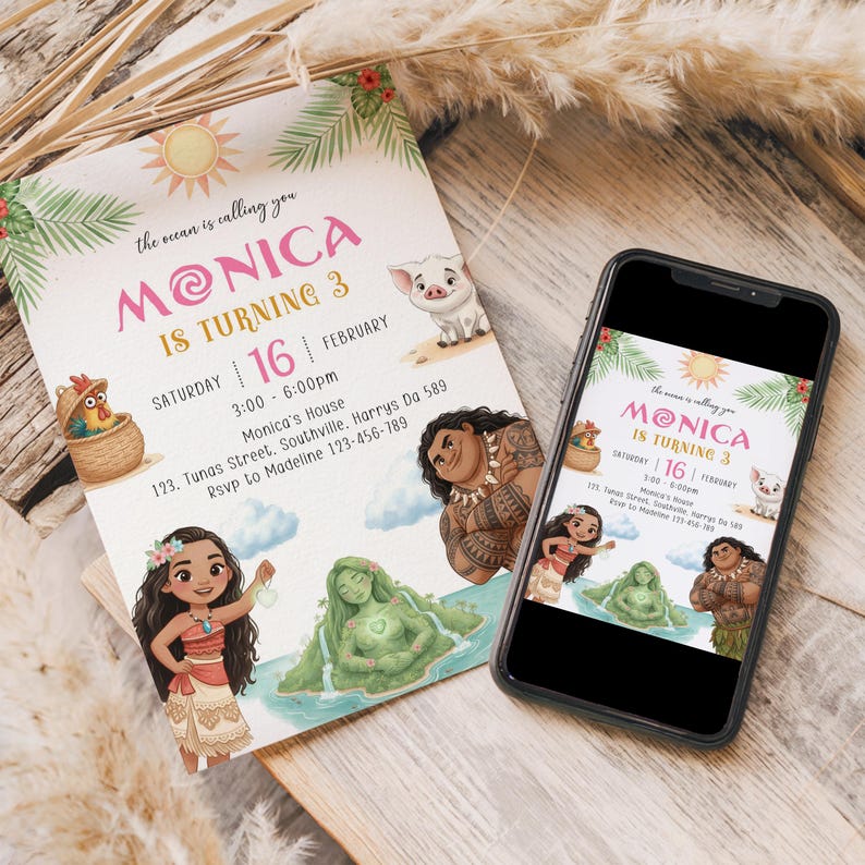 Moana Birthday Invitation: Editable Hawaiian Template (digital Download ...
