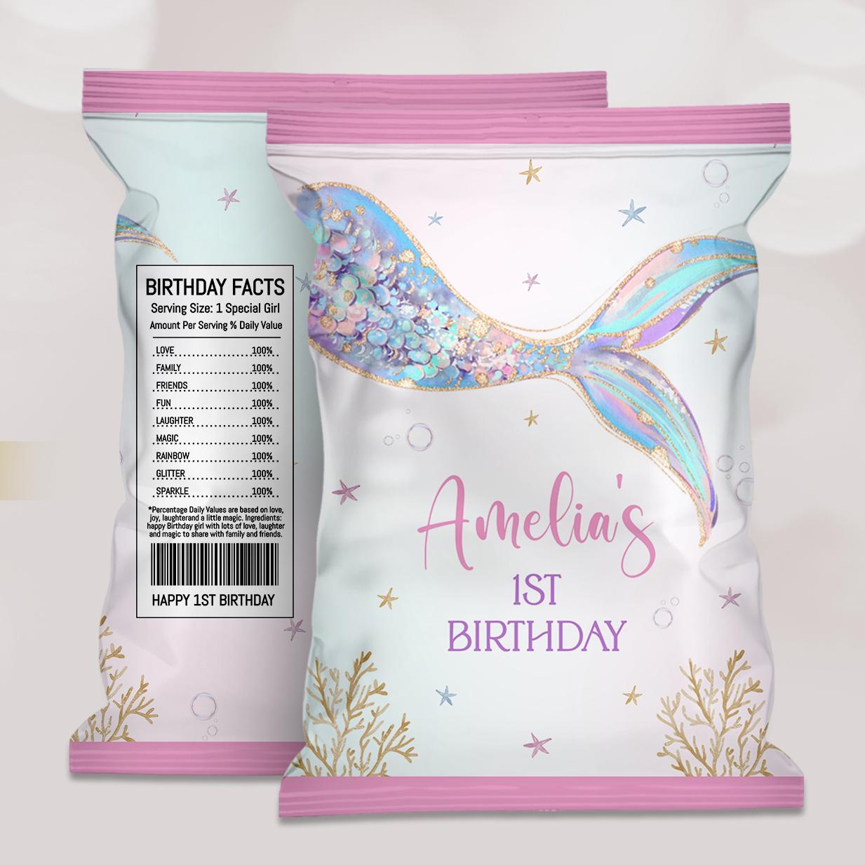 Editable Mermaid Party Favors Package First Birthday Under the Sea ...