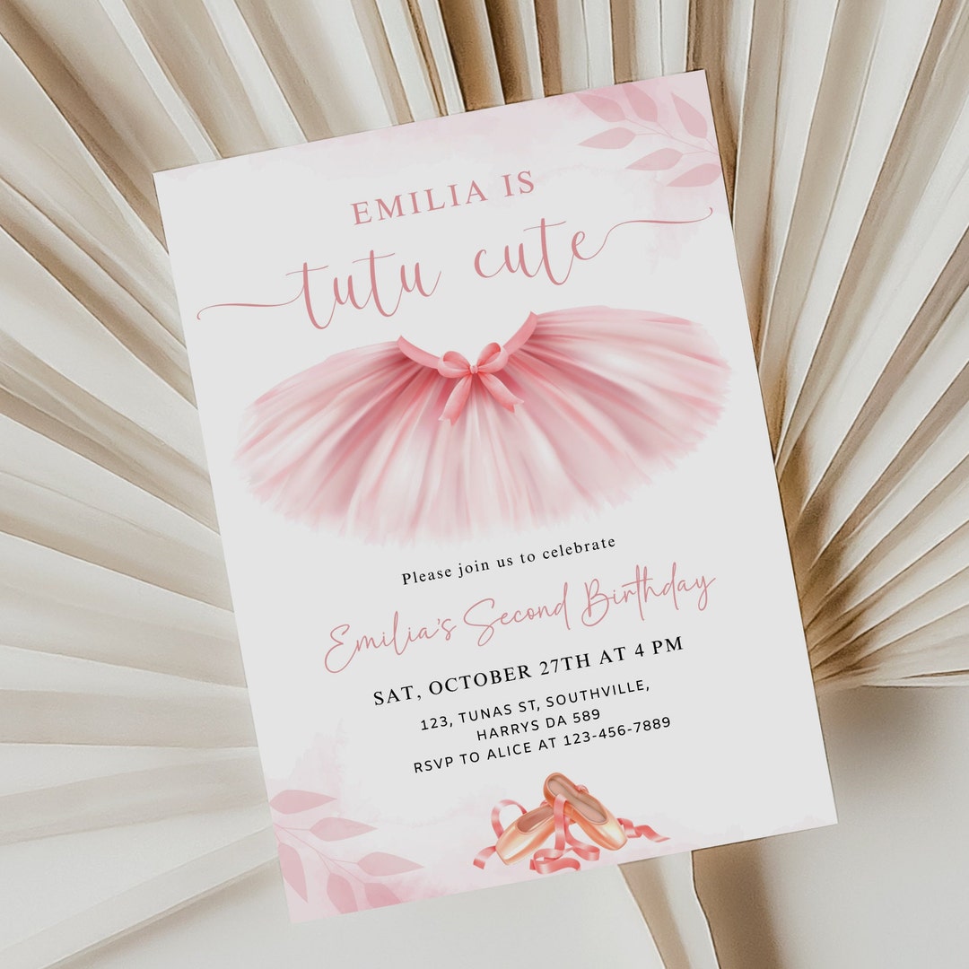 Editable Ballerina Dance and Twirl Birthday Party Invitation, She's ...