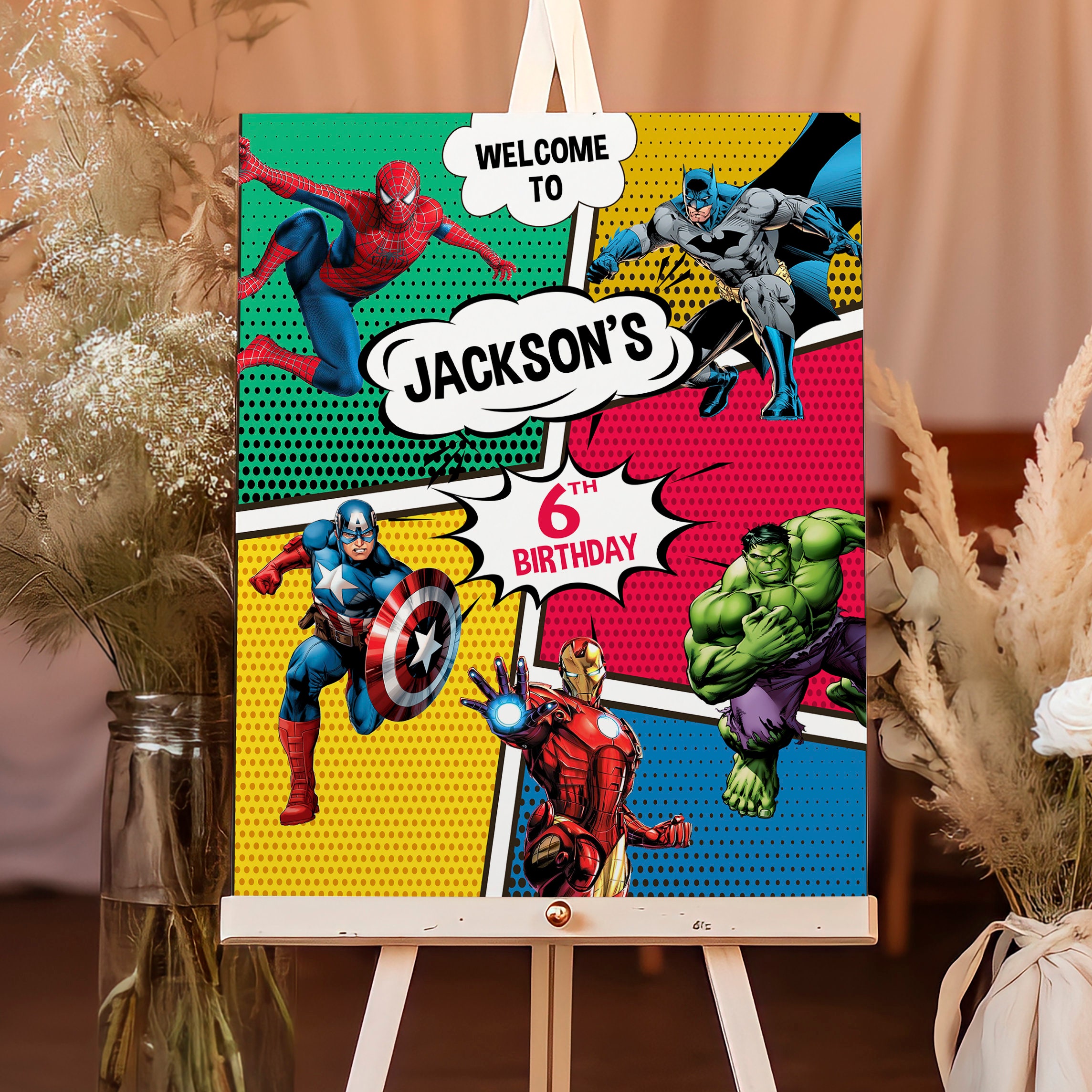 Superheroes Welcome Sign, Editable Superhero Birthday Sign, Super Hero ...