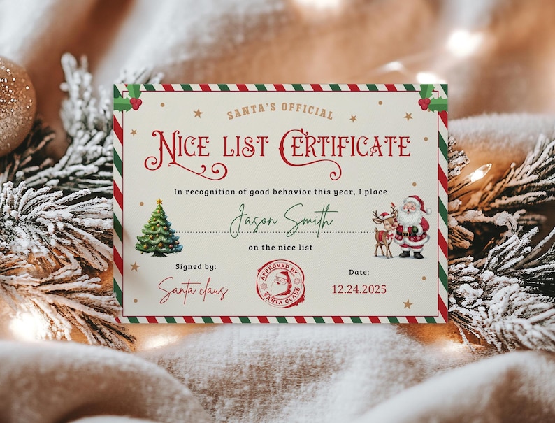 EDITABLE BUNDLE Approved Letter From Santa Approved Letter + Nice List ...