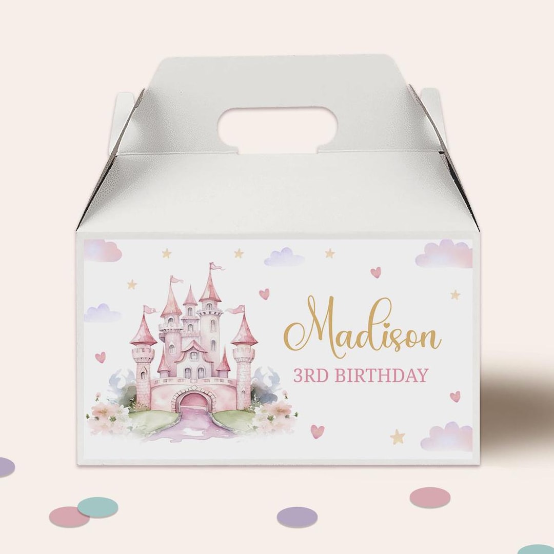 Princess Gable Box Label Editable, Princess Birthday Party, Princess ...