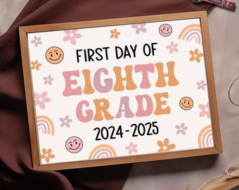First Day of Eighth Grade Sign Printable Back to School Sign First Day ...