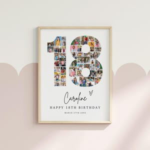 18th Birthday Photo Collage, 18th Birthday Gift, Birthday Number 18 ...