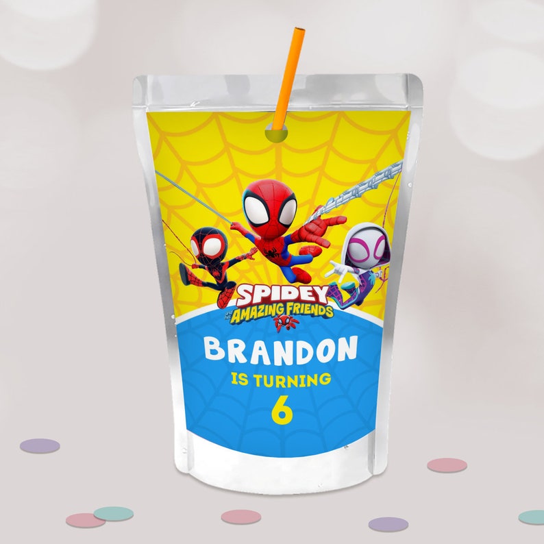 Spidey and His Amazing Friends Chip Bag Spidey Water Bottle Label ...