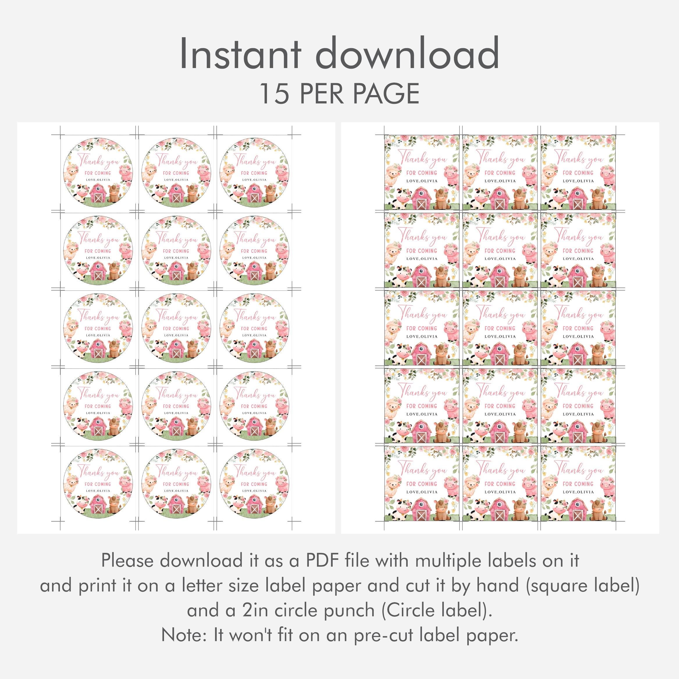 Pink Farm Birthday Favor Tags, Barnyard Animals (digital Download) - Etsy