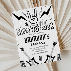 Rock and Roll Birthday Invitation Let's Rock Invite Born to Rock ...