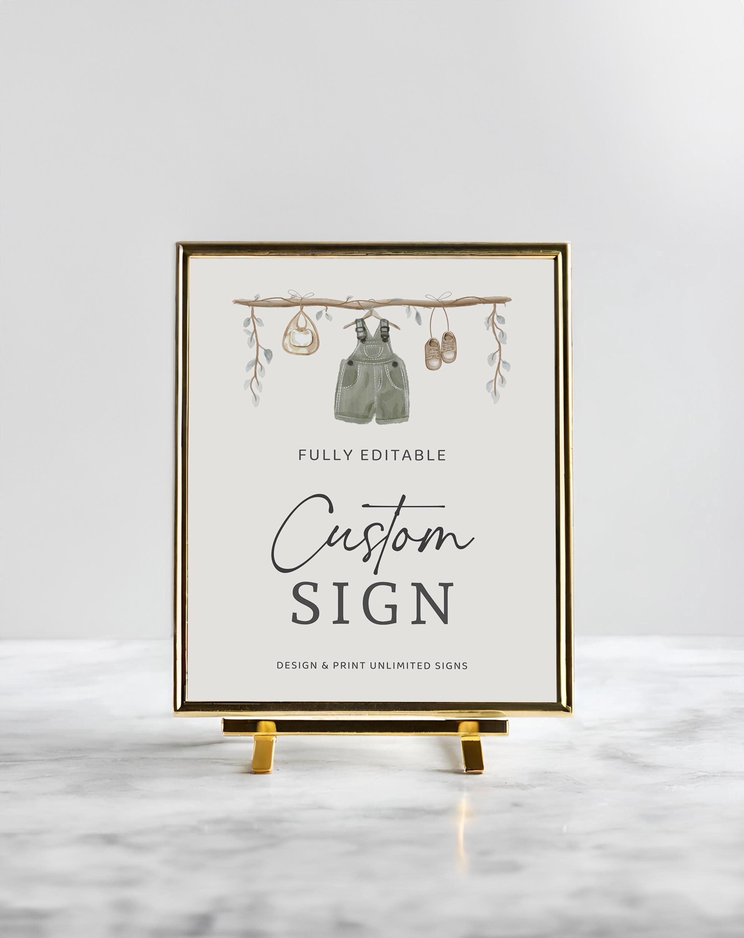 Boho Boy Baby Shower Sign Template, Clothes Design (digital Download ...