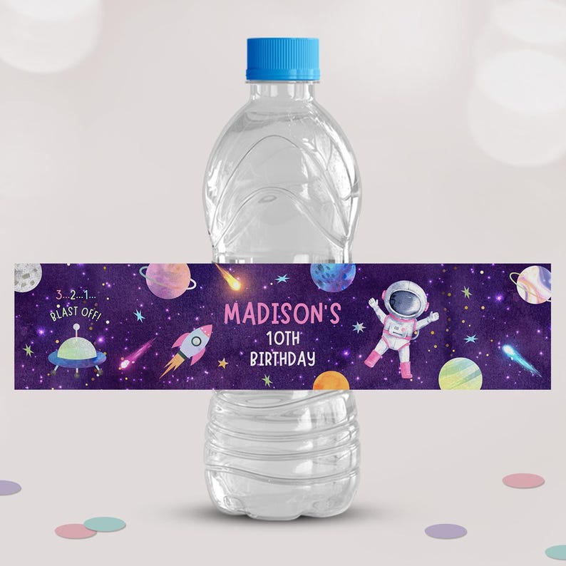 Editable Outer Space Party Favor Labels, Galaxy Planets Design (digital ...